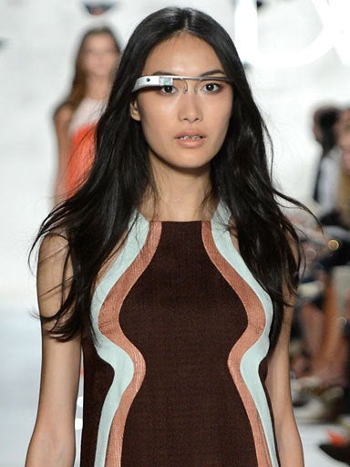 Models sport Google Glass on runway