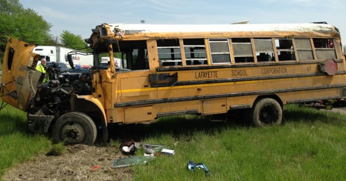 Special-needs school bus rolls over on Indiana highway - CBS News