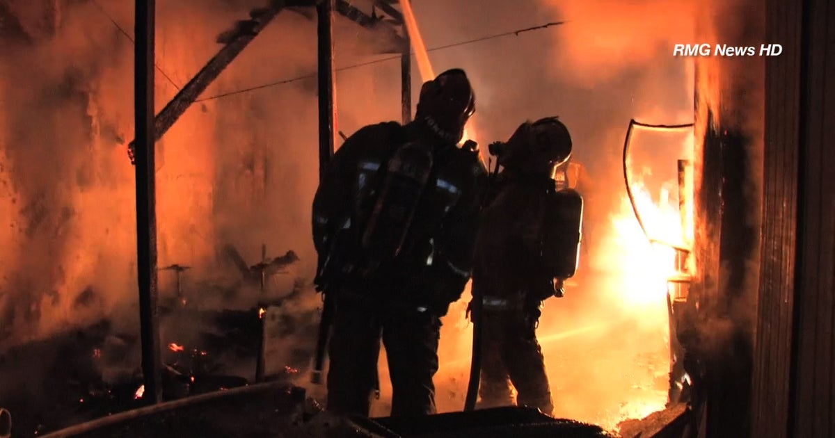 Watch: Huge flames shoot from L.A. arson fire - CBS News