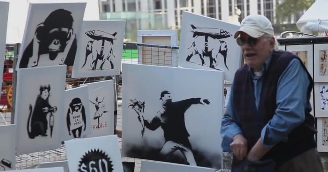 Banksy sets up stall in NYC, sells art for $60 - CBS News