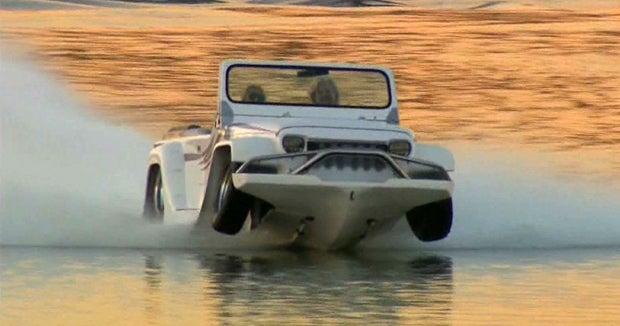 Inventor makes waves with vehicle that goes really off road - CBS News