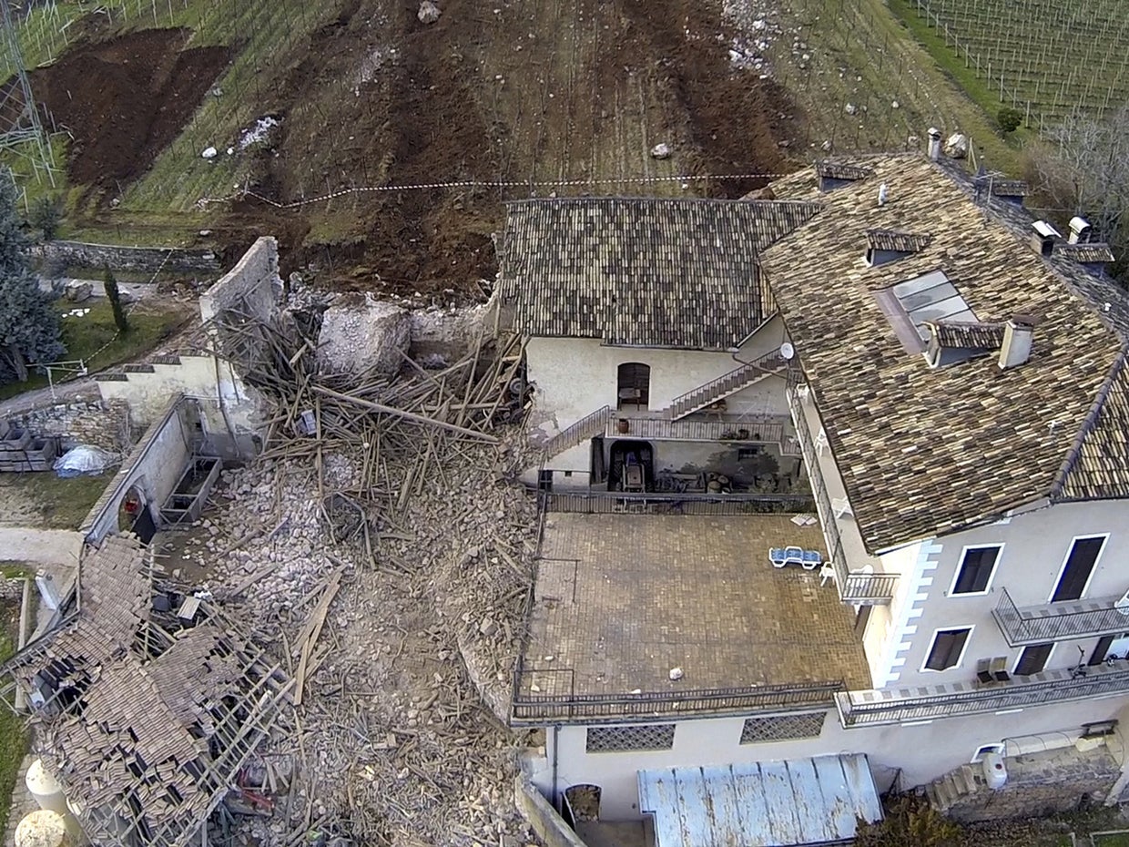Boulder nearly destroys Italian farmhouse