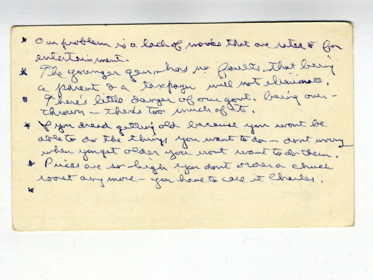 Ronald Reagan's index cards of one-liners