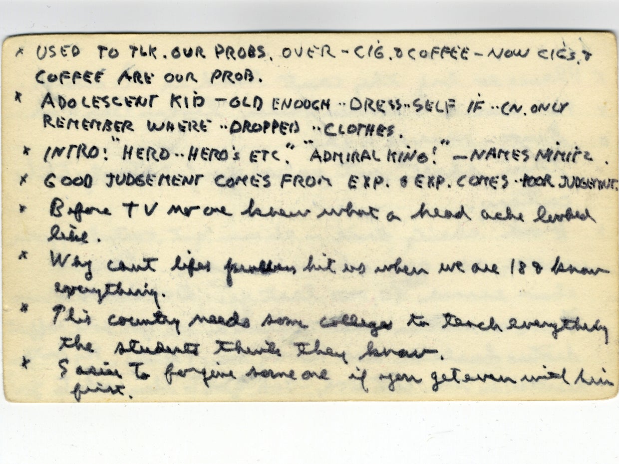 Ronald Reagan's index cards of one-liners