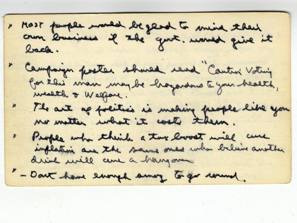 Ronald Reagan's index cards of one-liners
