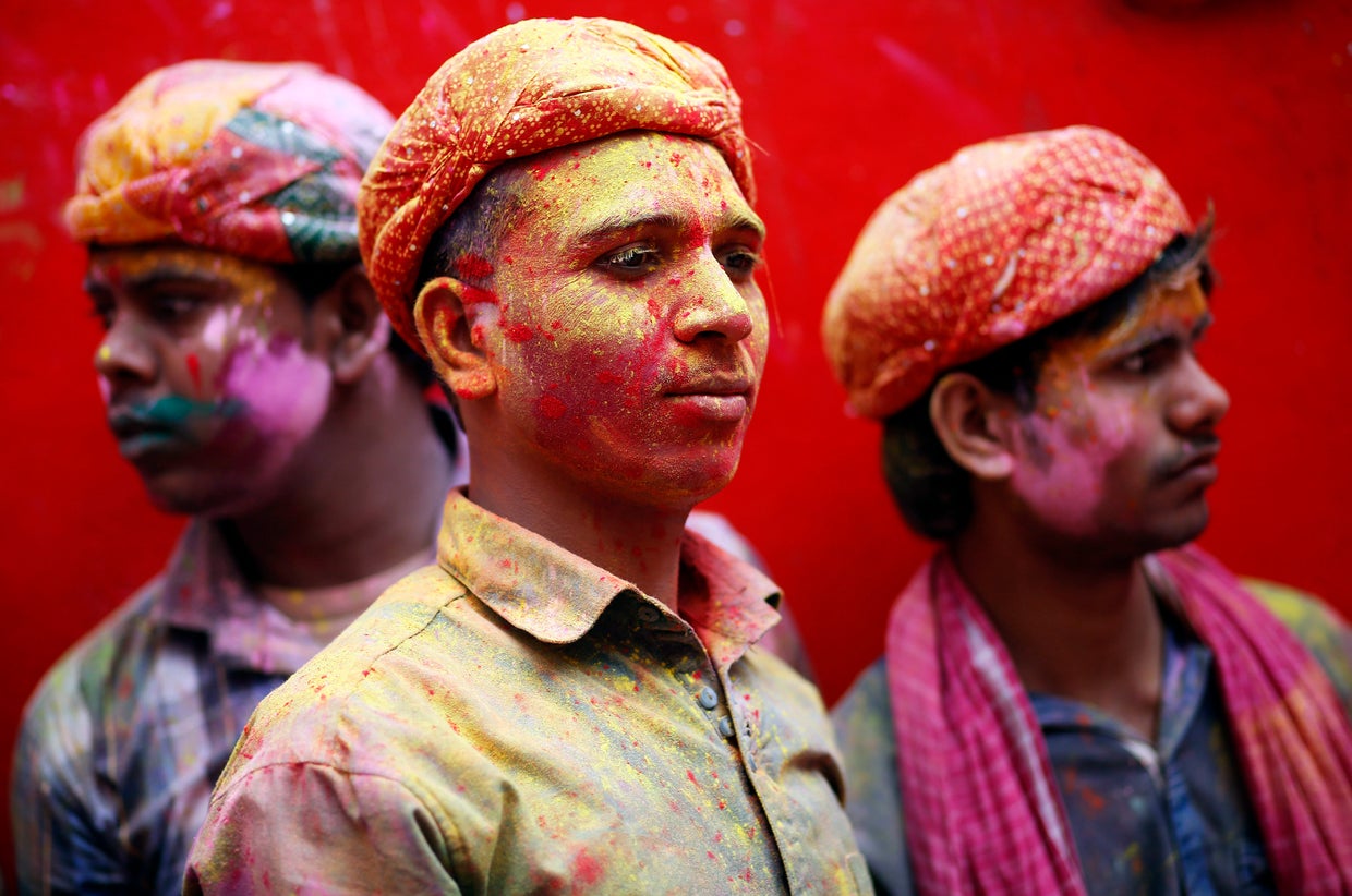 Colorful Hindu religious festival of Holi celebrated as the harvest ...