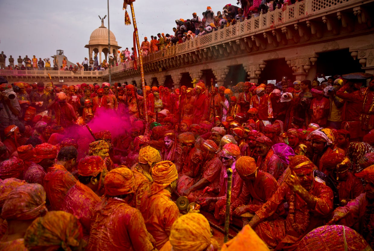 Colorful Hindu religious festival of Holi celebrated as the harvest ...