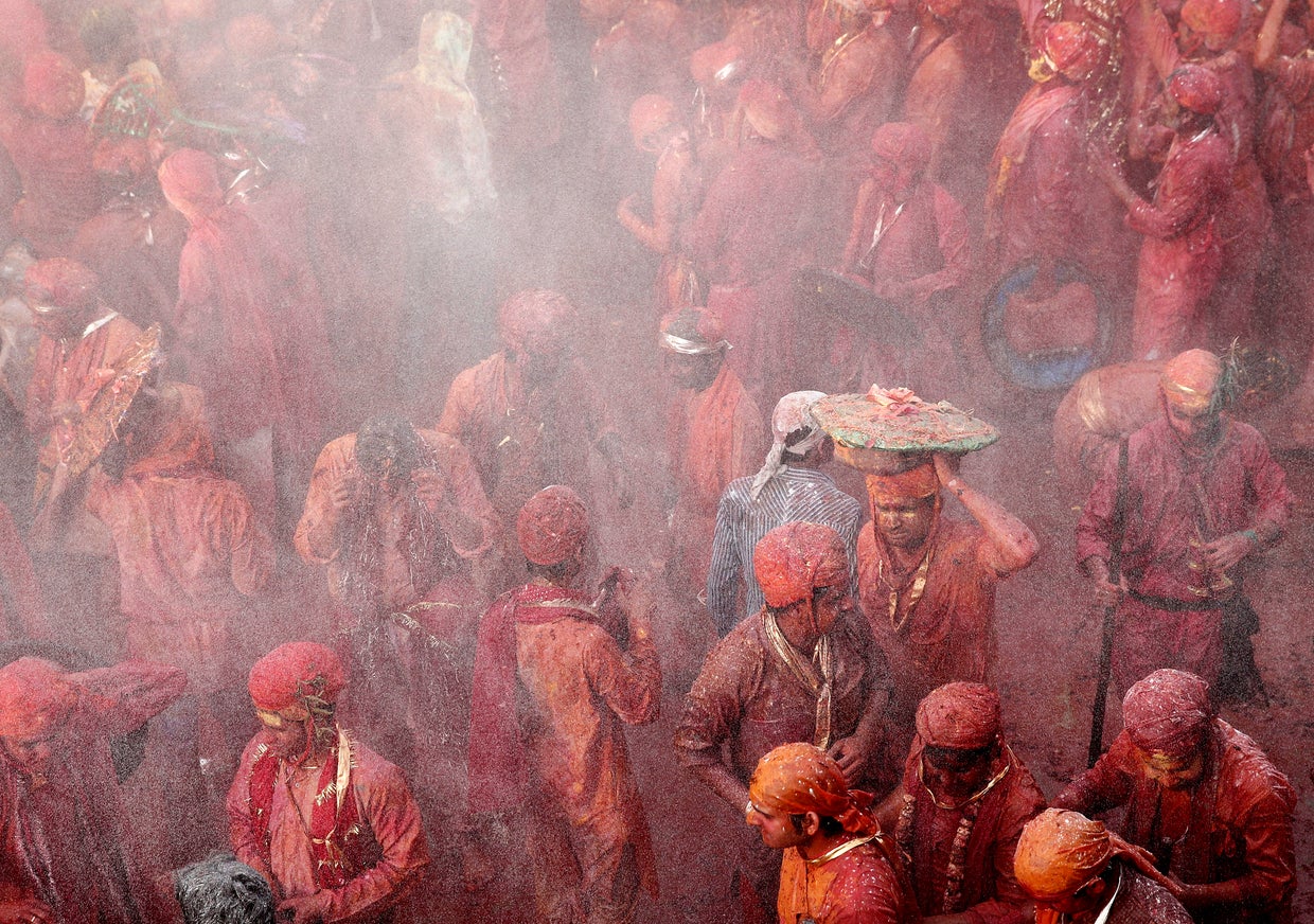 Colorful Hindu religious festival of Holi celebrated as the harvest ...