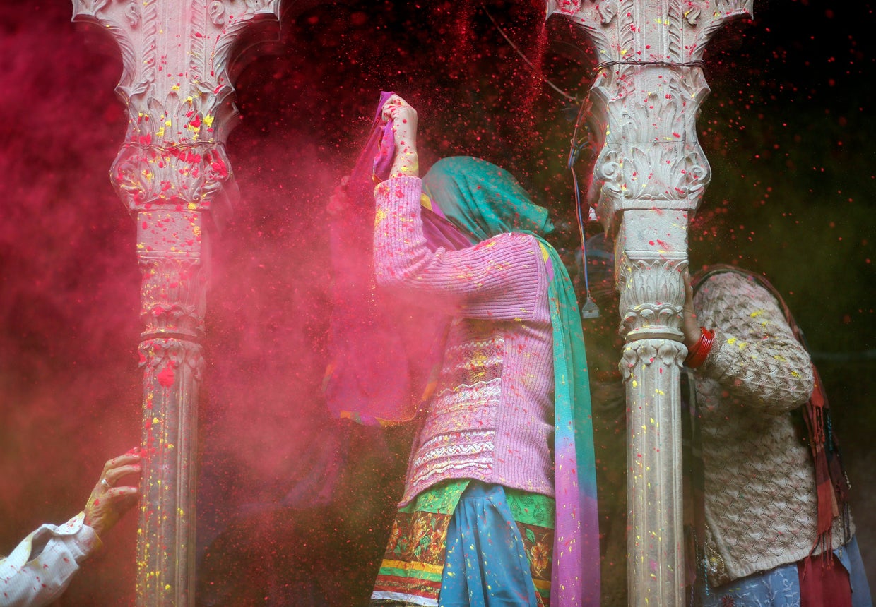 Colorful Hindu religious festival of Holi celebrated as the harvest ...
