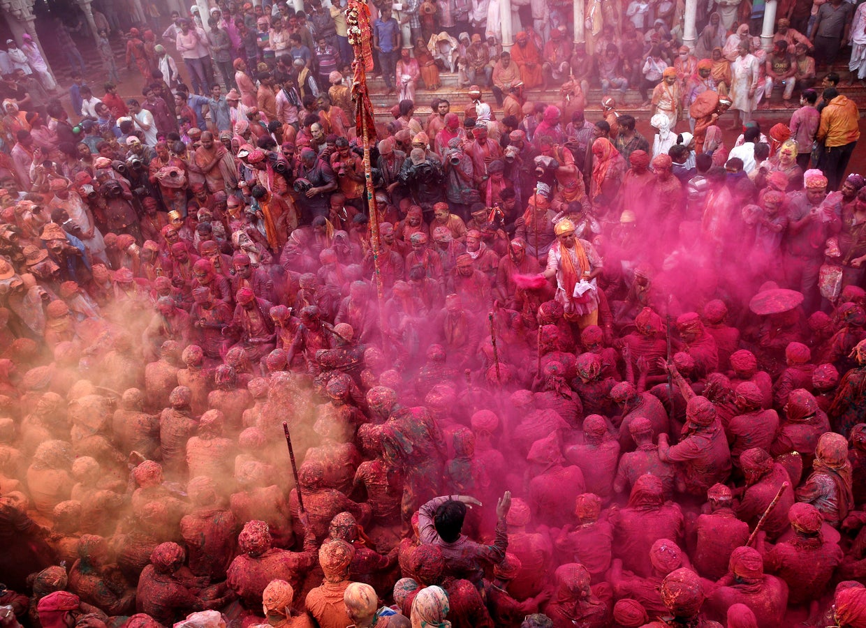 Colorful Hindu religious festival of Holi celebrated as the harvest ...