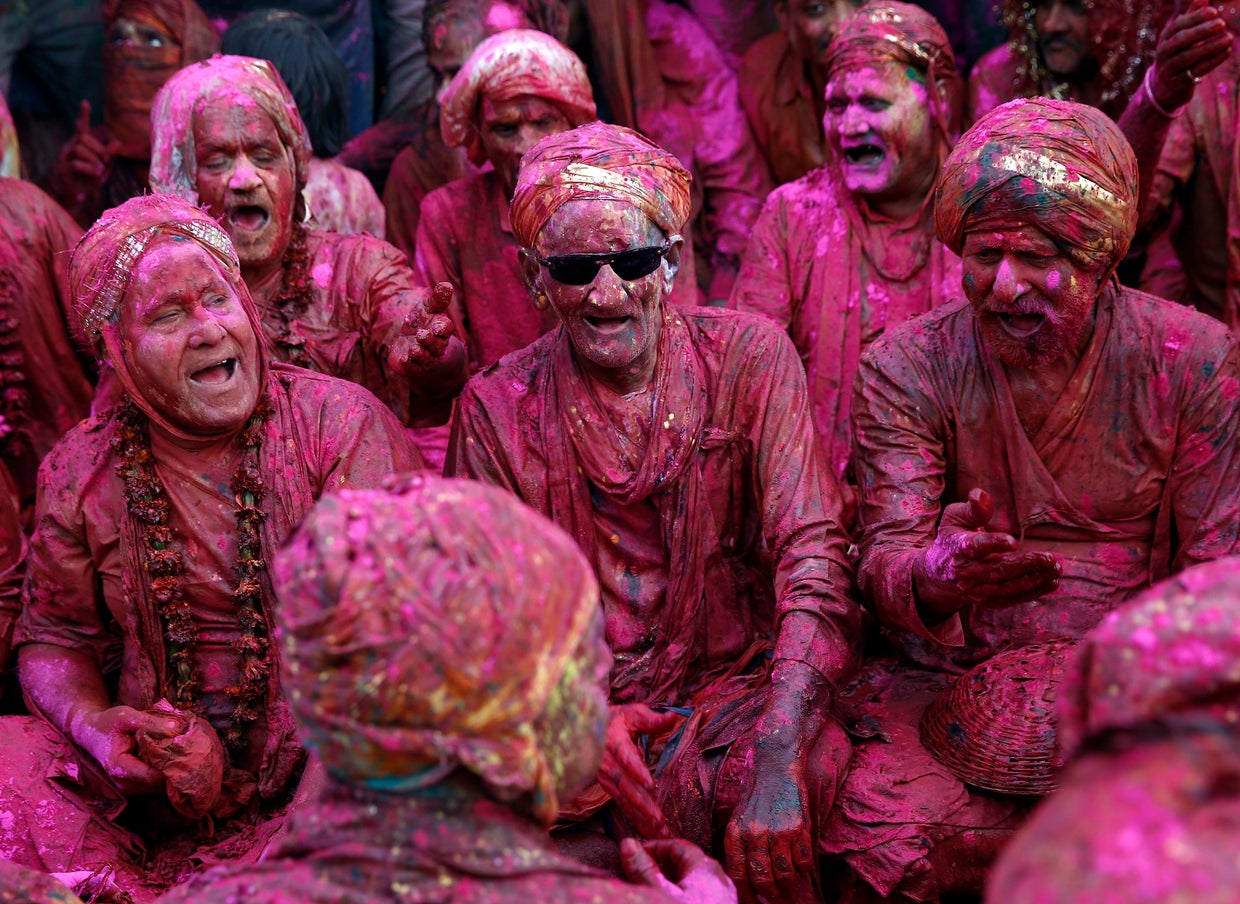 Colorful Hindu religious festival of Holi celebrated as the harvest ...
