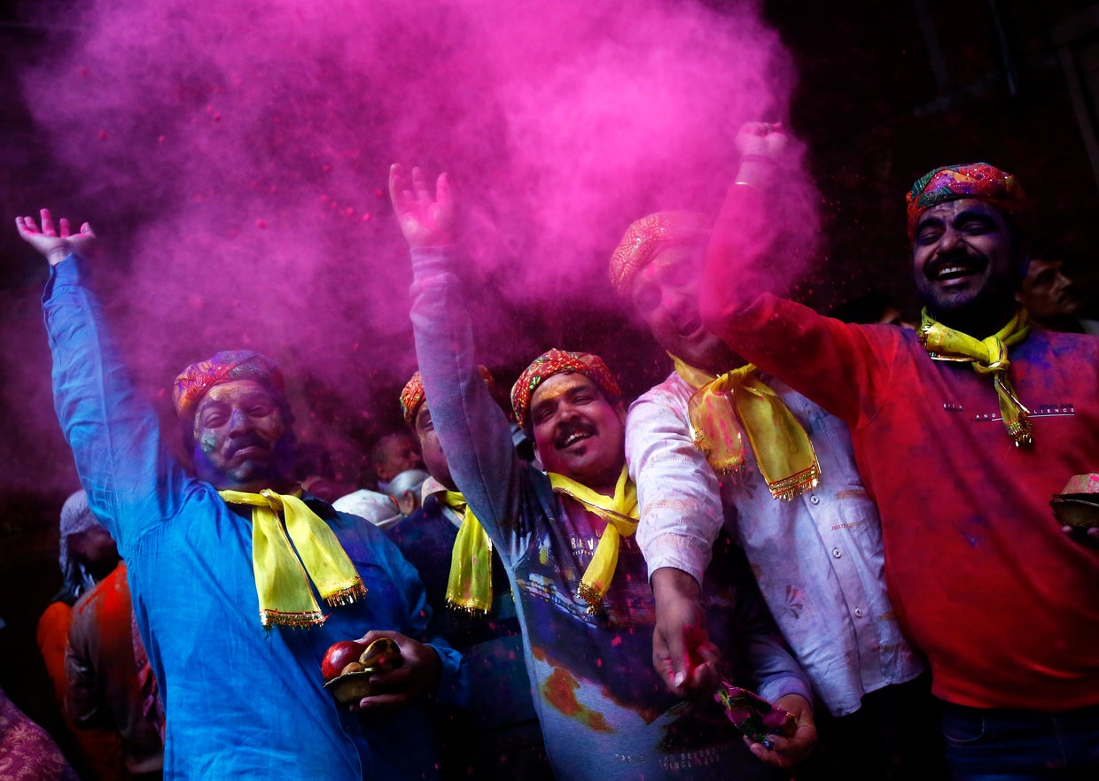 Colorful Hindu religious festival of Holi celebrated as the harvest ...