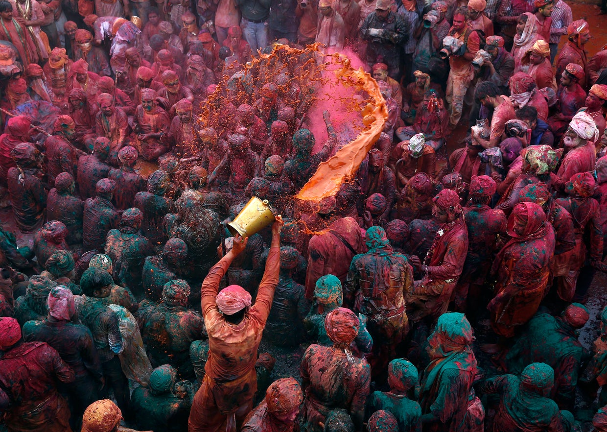 Colorful Hindu religious festival of Holi celebrated as the harvest ...