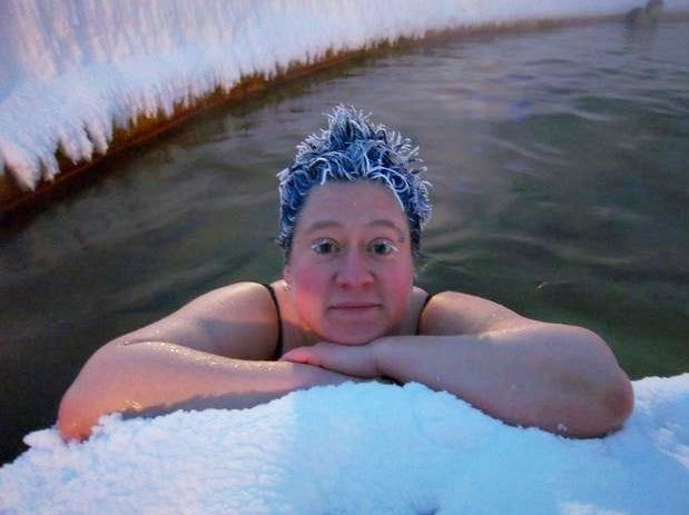 Canada's crazy frozen hair contest in Takhini Hot Springs