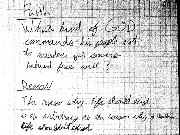 Notebook of Colorado theater shooter James Holmes shows bizarre thoughts