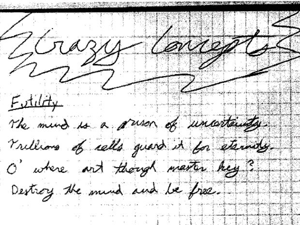 Notebook of Colorado theater shooter James Holmes shows bizarre thoughts