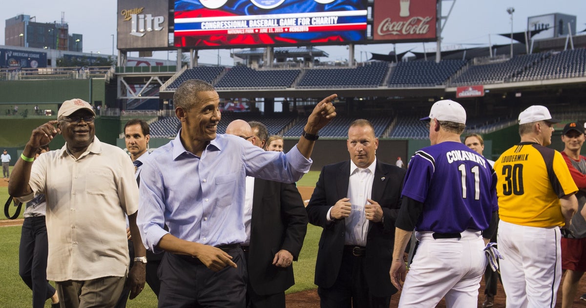 Obama poses with former presidents at congressional baseball game - CBS ...
