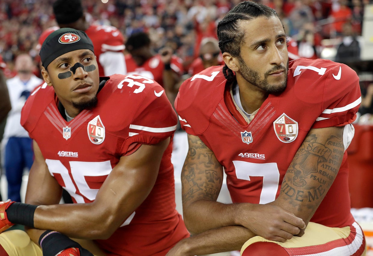 Colin Kaepernick kneels for national anthem amid "USA" chants - CBS News
