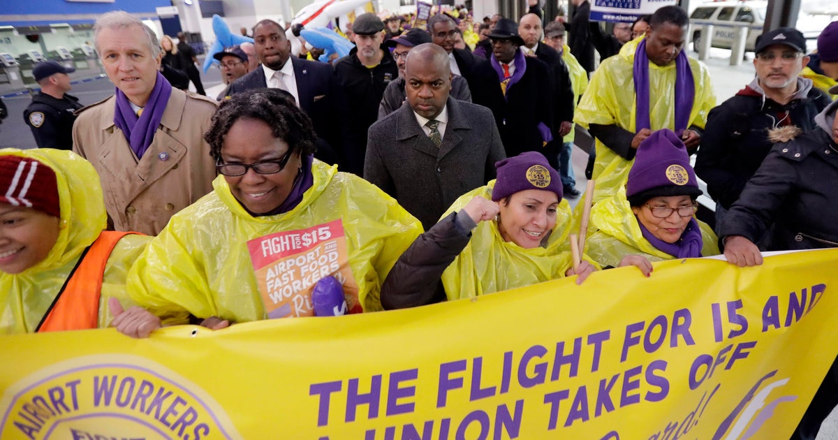 "Fight for 15" protestors rally for hike in minimum wage - CBS News