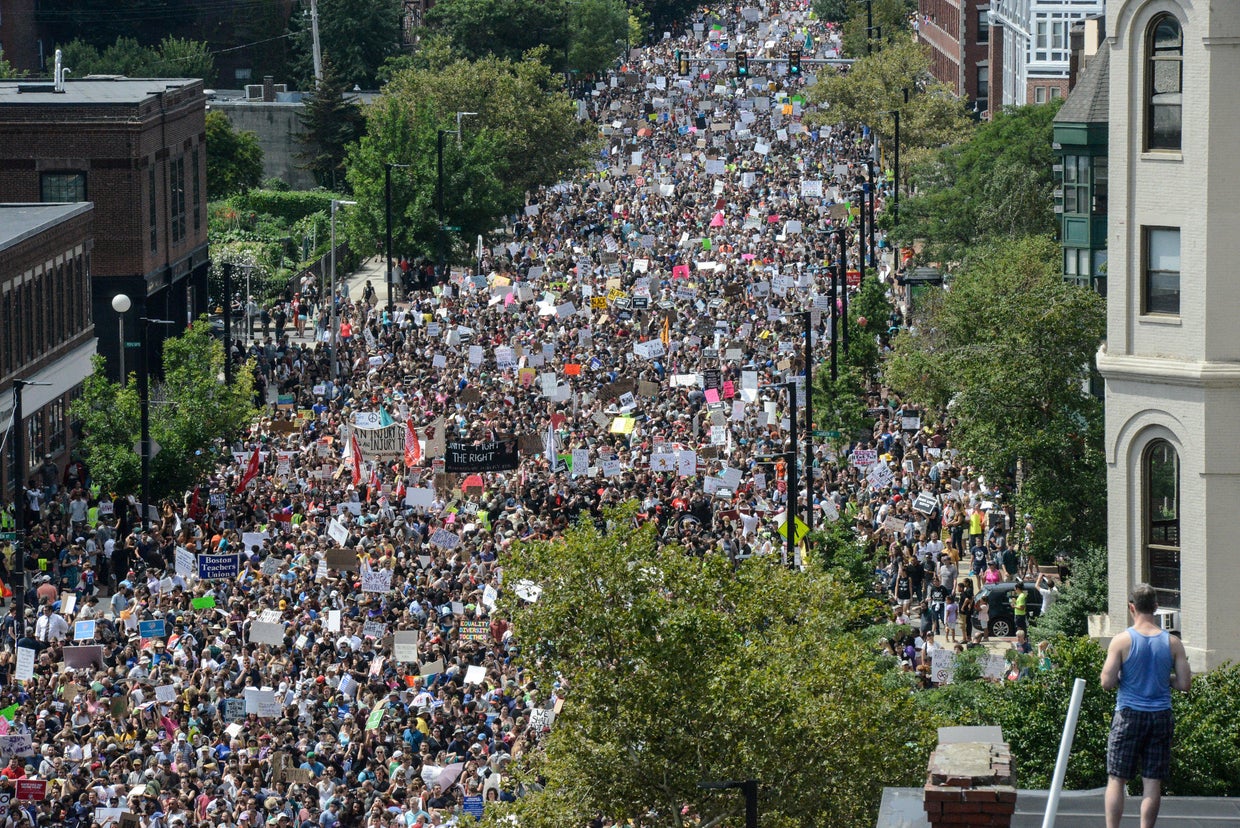 Boston "free speech" rally ends after counter-protesters take to ...