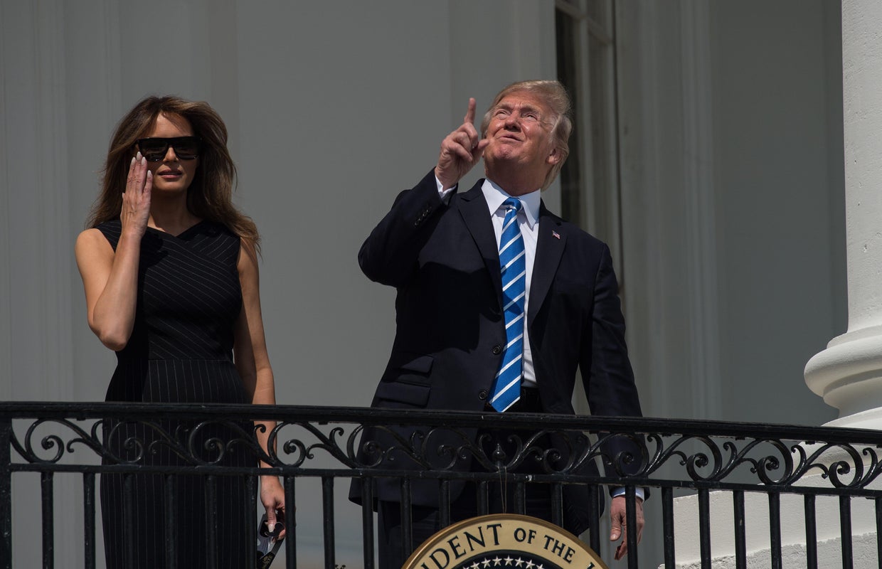 Trump watches eclipse from White House - CBS News