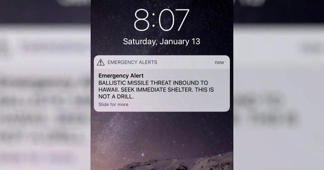 Accidental ballistic missile alert sent out across Hawaii - CBS News