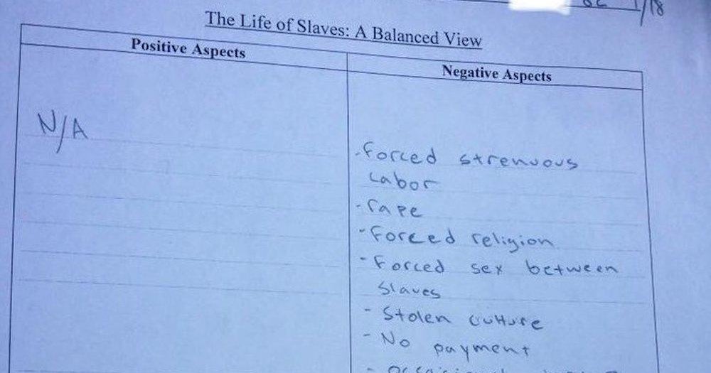 Teacher asks 8th-grade students to list positives of slavery - CBS News