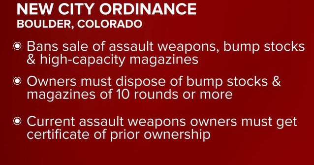 Lawsuit filed over Boulder, Colorado assault weapons ban - CBS News