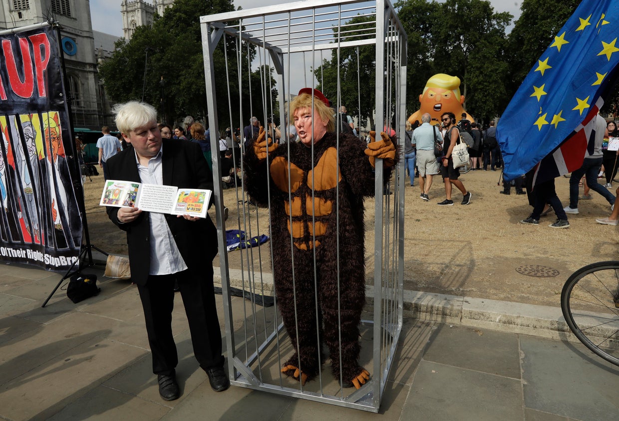 Protests mock Trump during U.K. visit