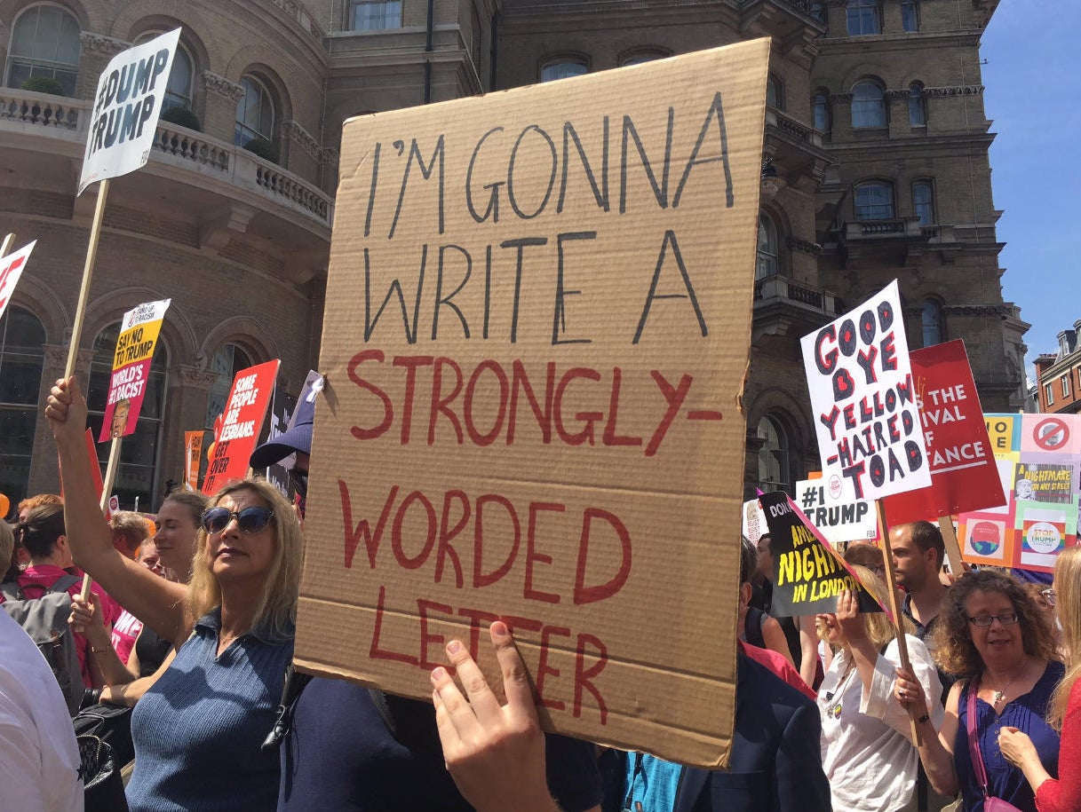 Protests mock Trump during U.K. visit