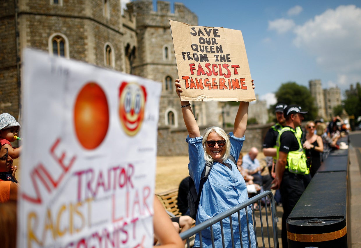 Protests mock Trump during U.K. visit