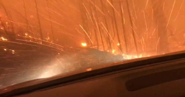 Father and son's daring wildfire escape "was like driving into hell ...