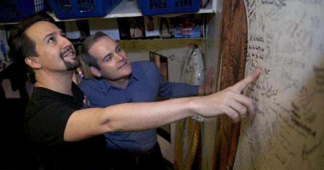 The autograph wall backstage at "Hamilton" - CBS News