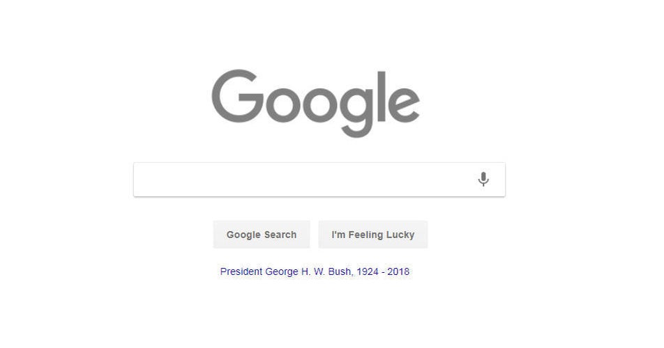 Why is Google gray today? Google logo honors President Bush on National ...