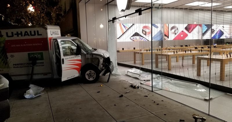 Security Gate Stops U-Haul In Berkeley Apple Store Robbery Attempt ...