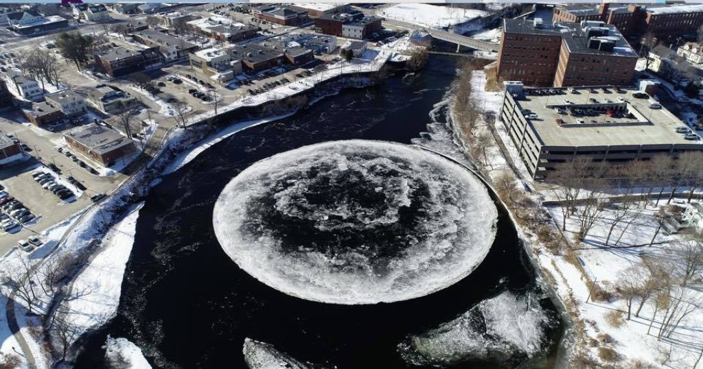 WATCH: Huge Rotating Ice Disc Mysteriously Forms In River - CBS New York