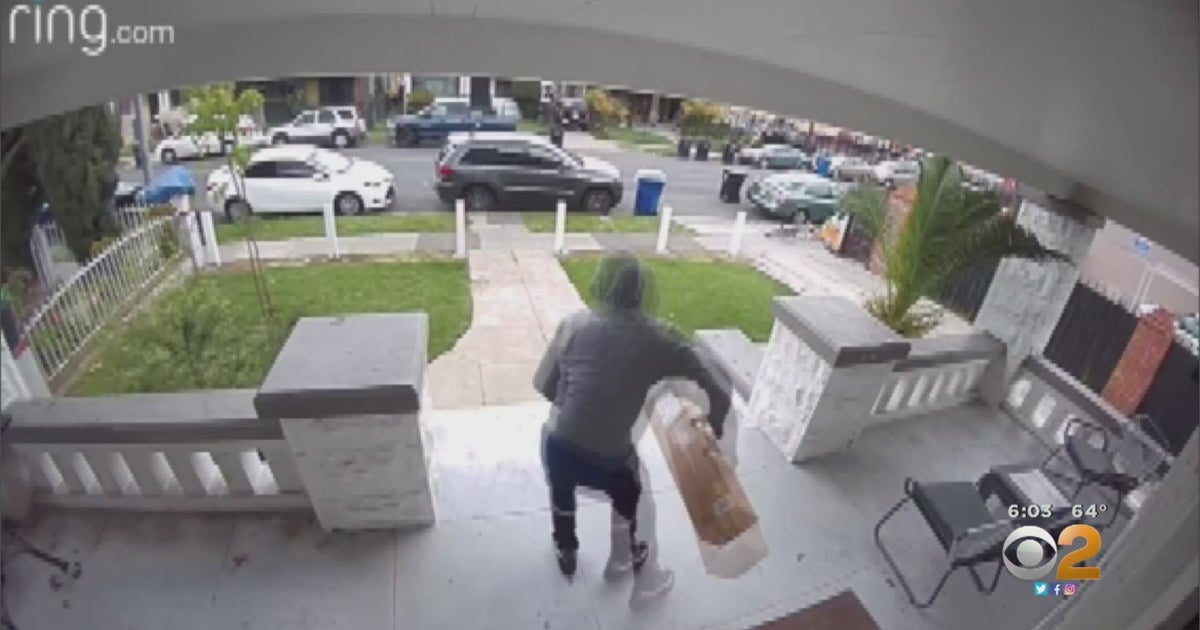 Porch Pirate Nearly Runs Over South LA Homeowner - CBS Los Angeles