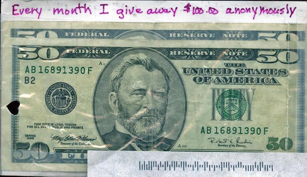 Private secrets shared via postcard