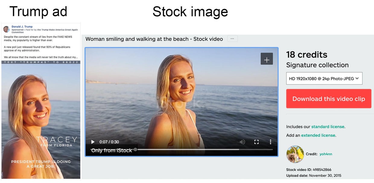 Trump Facebook video ads appear to use stock models - CBS News
