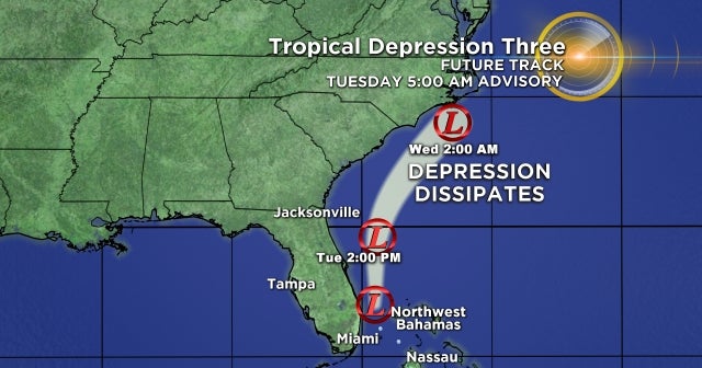 Tracking The Tropics: Tropical Depression Off Florida Dissipates - CBS ...
