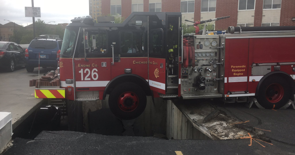 Crane Removes Chicago Fire Engine From Collapsed Parking Garage - CBS ...