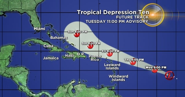Tropical Depression 10 Getting Better Organized - CBS Miami