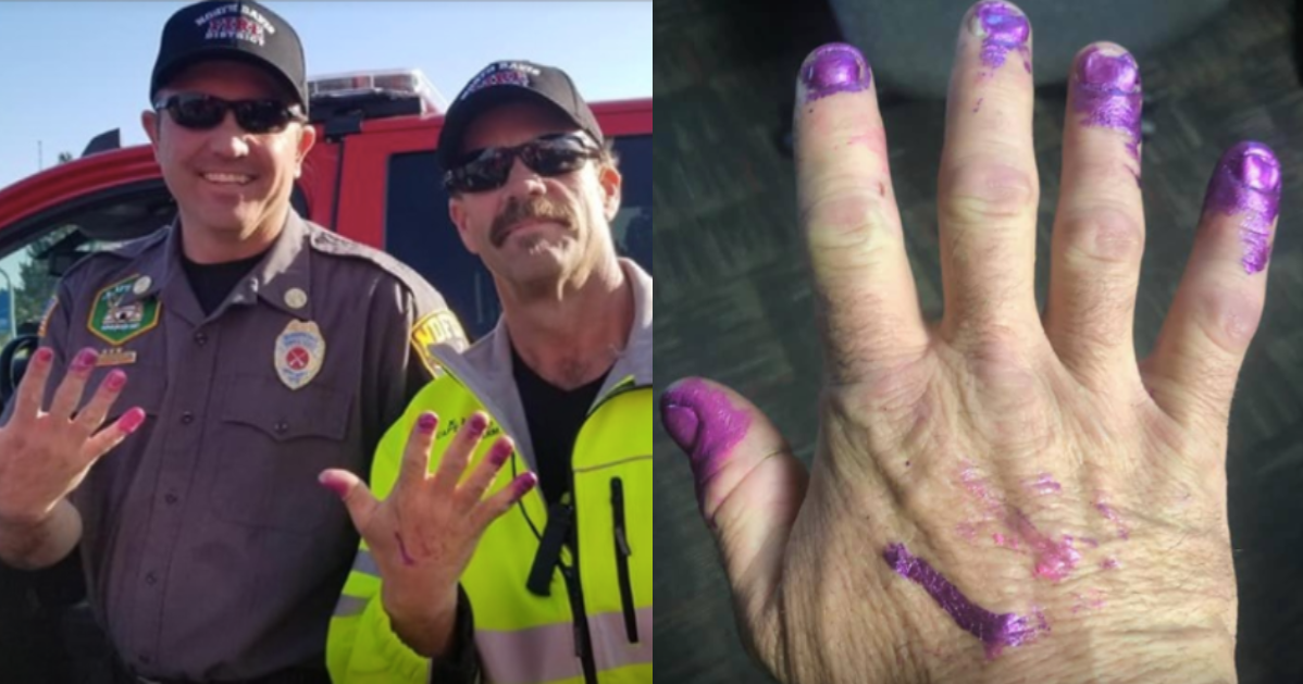 Girl paints firefighters' nails: Firefighters let "very scared" little ...