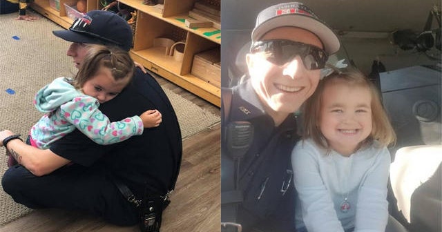 Mom praises firefighter for comforting her daughter with autism - CBS News