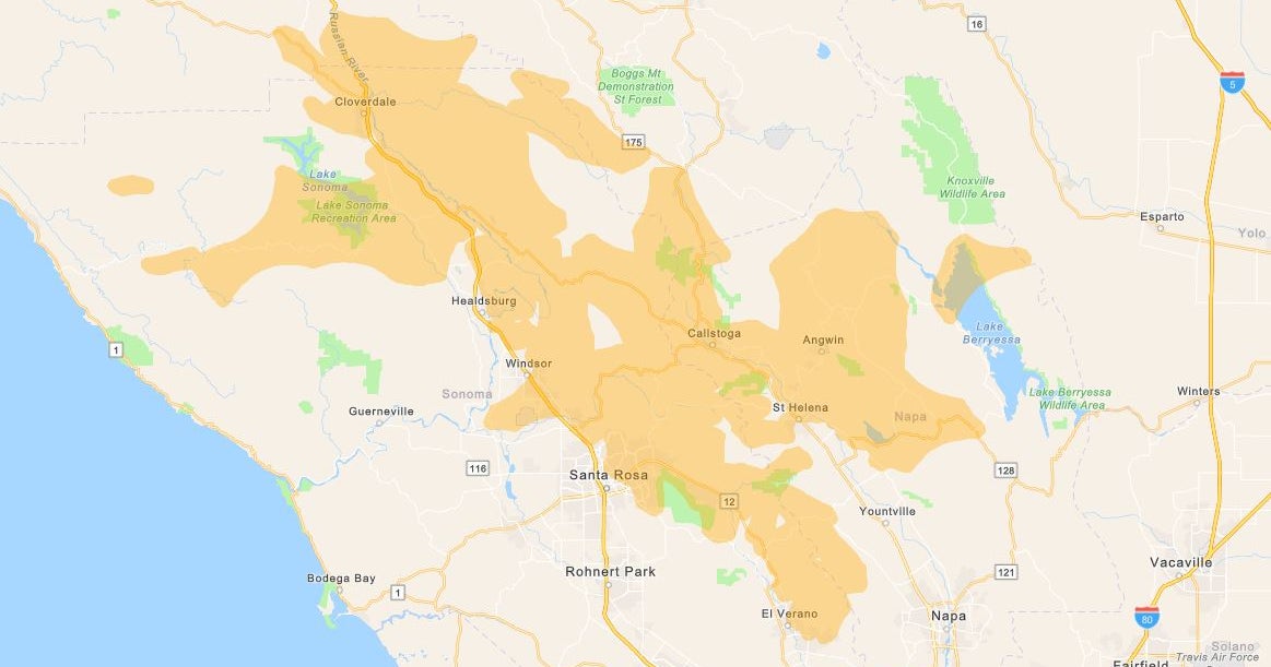 Regional Maps Of Areas Affected By Oct. 23 PSPS Event