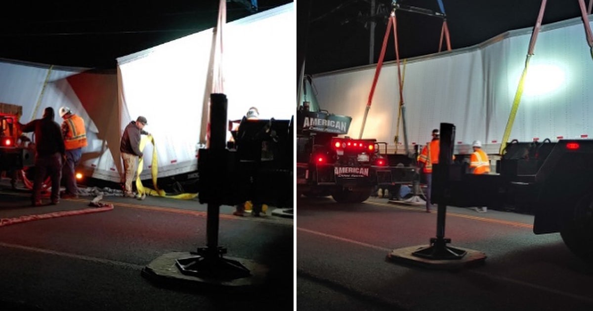 Trailer Suddenly Collapses On Big Rig Driver Near Stockton - CBS Sacramento