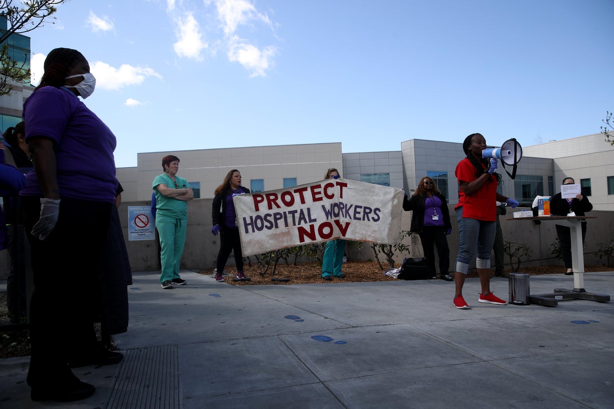 Nurses across the country protest lack of protective equipment - CBS News
