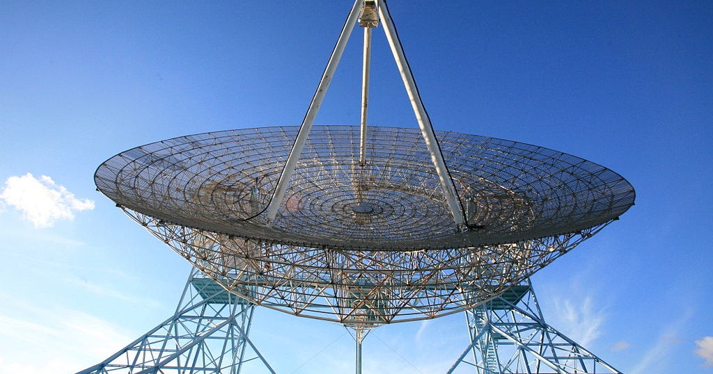Fire Torches Area Around The Dish, Massive Antenna In Stanford ...