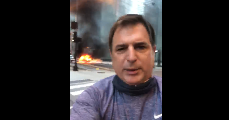 Squad Cars Set On Fire Downtown During George Floyd Protests - CBS Chicago