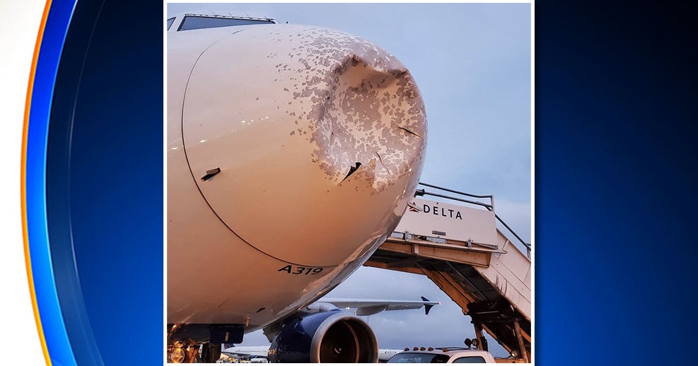 Delta Flight Diverted To JFK Airport After Nose Caved In Due To Hail ...